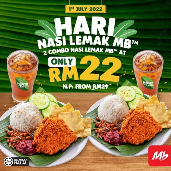 Marrybrown Nasi Lemak MB Combo 2 for RM22 Promotion (1 Jul 2022)