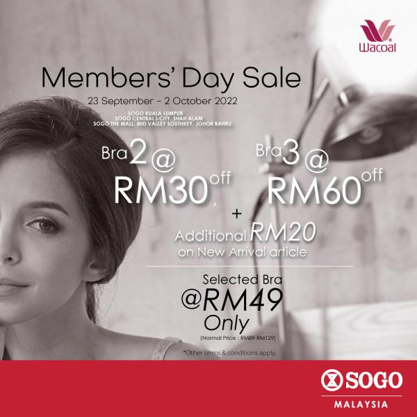 SOGO Members Day Sale Wacoal Promotion (23 Sep 2022 - 2 Oct 2022)