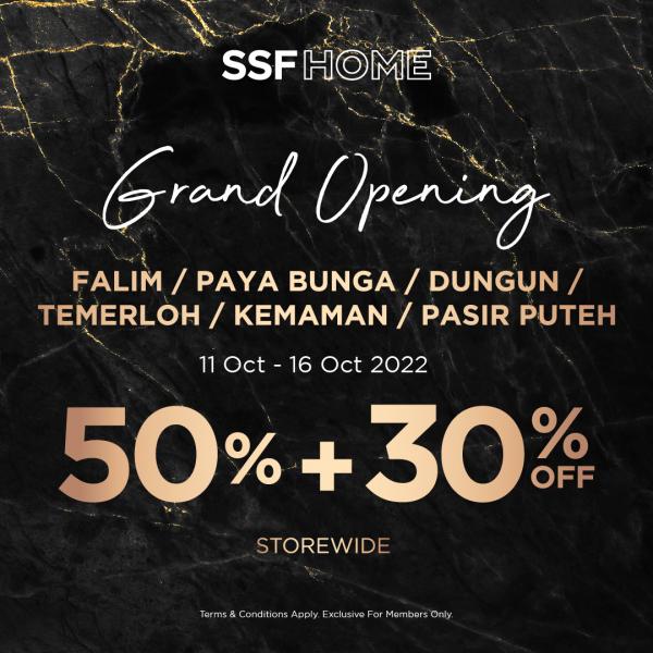 SSF 6 Stores Grand Opening Promotion 50% + 30% OFF (11 Oct 2022 - 16 Oct 2022)