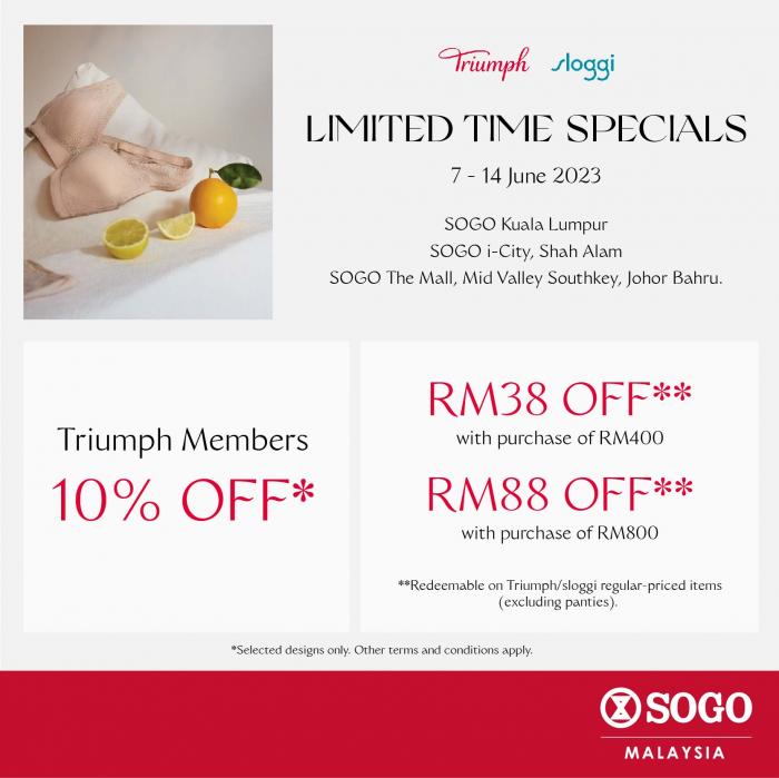 SOGO Triumph & Sloggi Limited Time Sale (7 Jul 2023 - 14 Jul 2023)