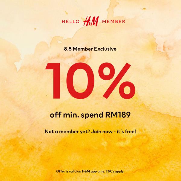 H&M 8.8 Member Exclusive Sale (8 Aug 2023)
