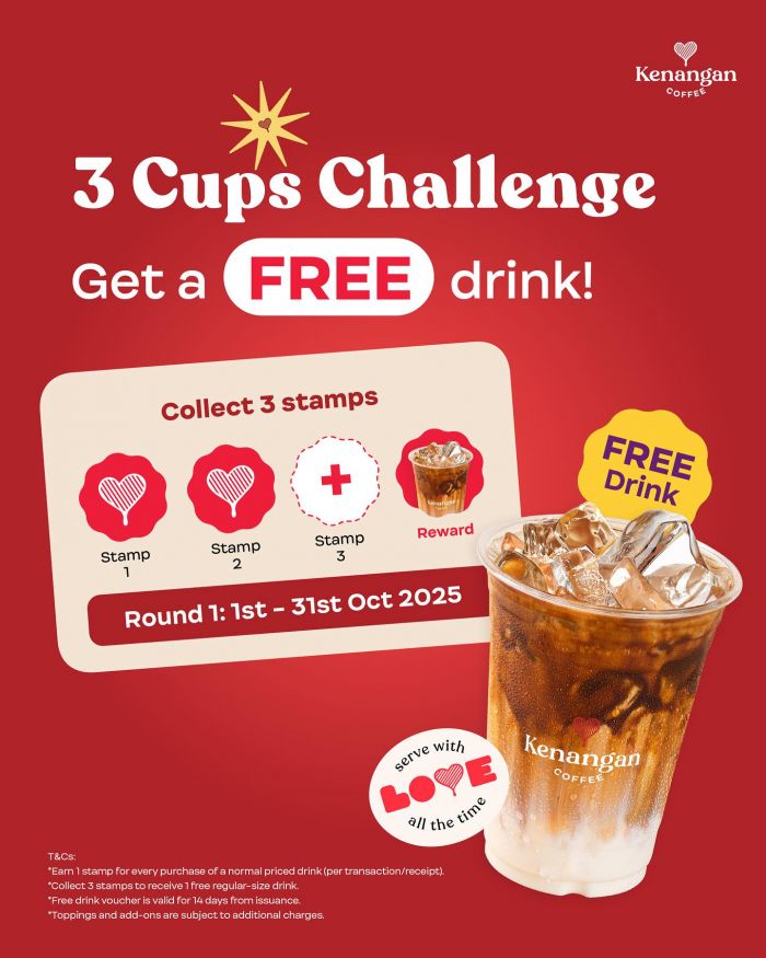 Kenangan Coffee 3 Cups Challenge Promotion | 1-31 Oct 2025