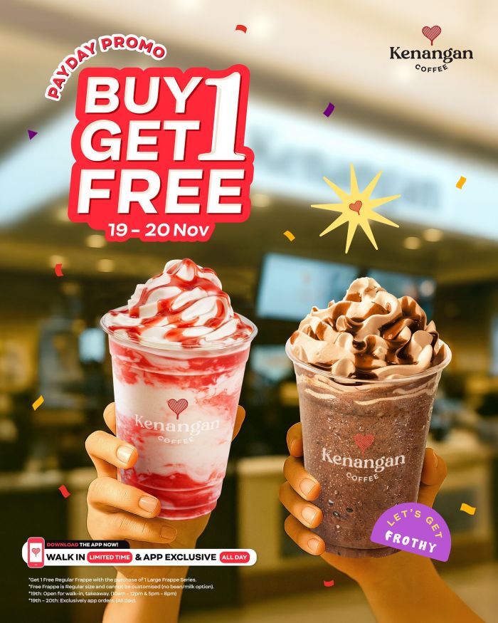 Kenangan Coffee Payday Promotion: Buy 1 Free 1 Frappe Deal | 19–20 Nov 2025