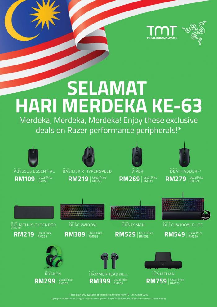 TMT Thundermatch Razer Merdeka Promotion (19 Aug 2020 - 31 Aug 2020)