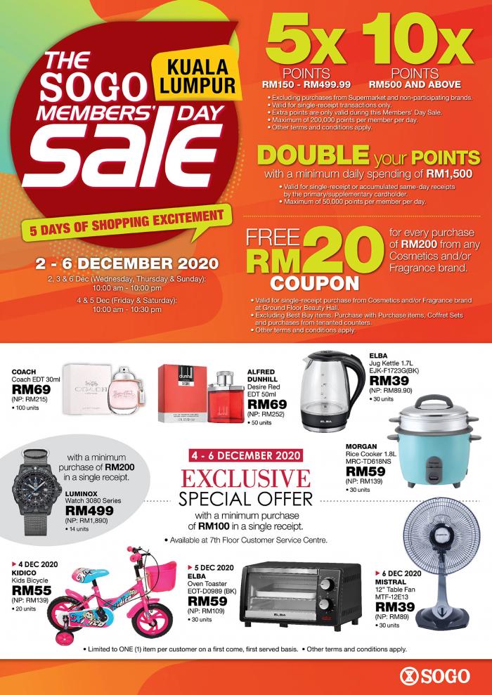 SOGO Kuala Lumpur Members Day Sale Catalogue (2 Dec 2020 - 6 Dec 2020)