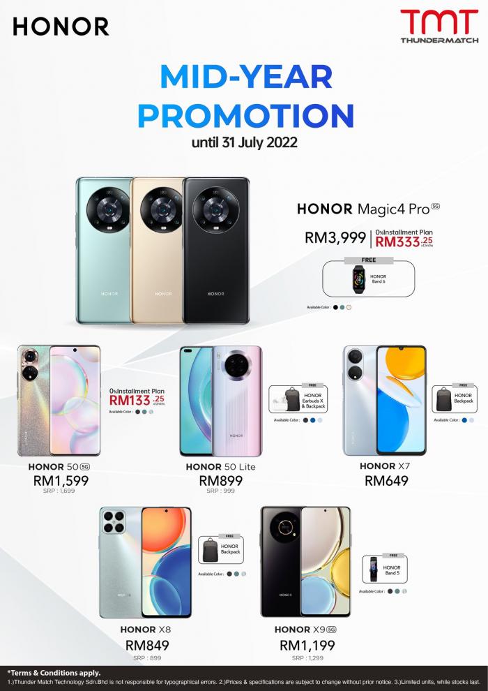 TMT Honor Smartphones Promotion (valid until 31 Jul 2022)