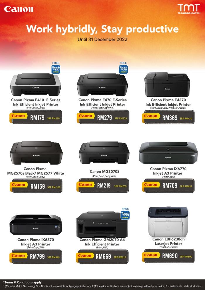 TMT Canon Printer Promotion (valid until 31 Dec 2022)