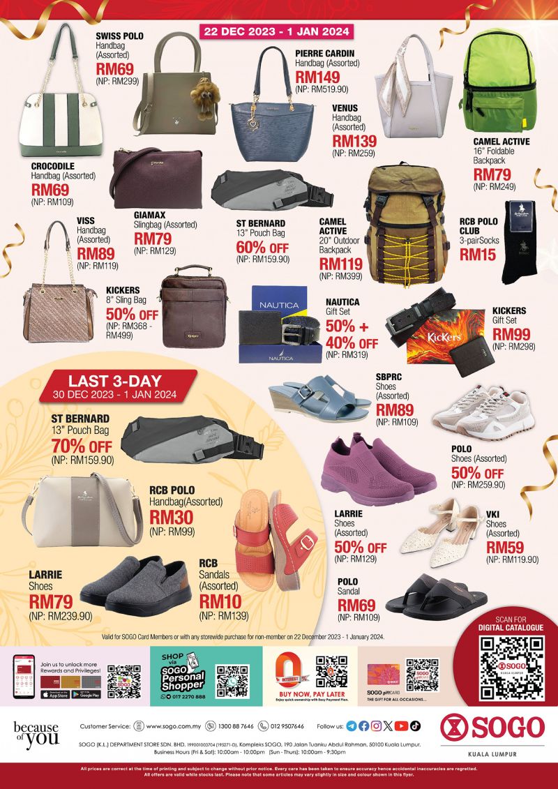 SOGO KL Bags & Shoes Sale (22 Dec 2023 - 1 Jan 2024)