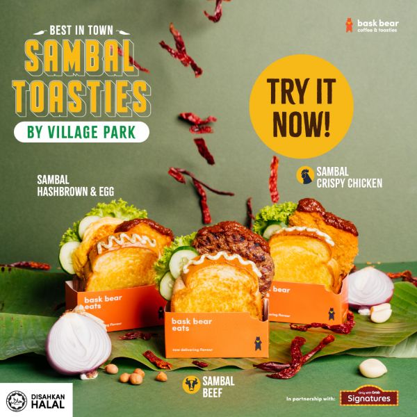 Bask Bear Coffee Village Park Sambal Toasties