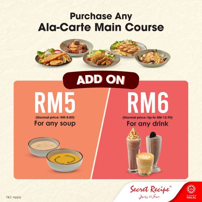 Secret Recipe Add-On Deals: Soup + Drink for RM11! Elevate Your Meal ...