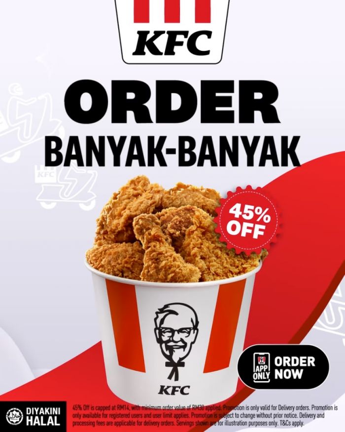 Enjoy 45% Off KFC Delivery! Exclusive Online Promotion via KFC App