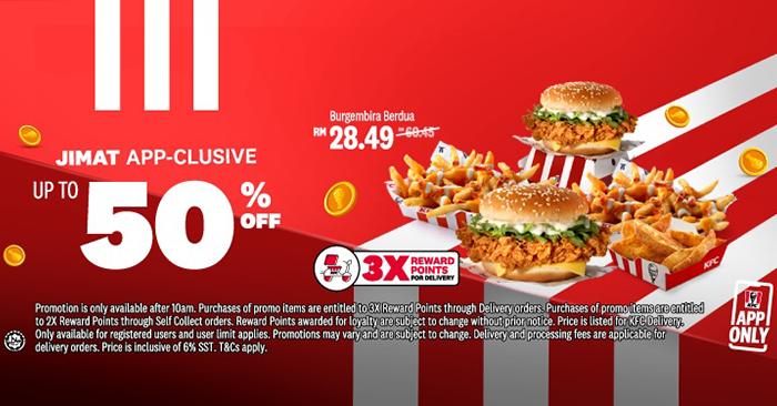 KFC Jimat App-clusive Promotion: Up to 50% Off & Extra Rewards (July 2025)