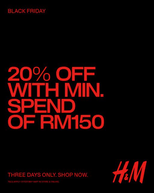 H&M Black Friday Sale: 20% Off with Min. Spend RM150 | 28–30 Nov 2025