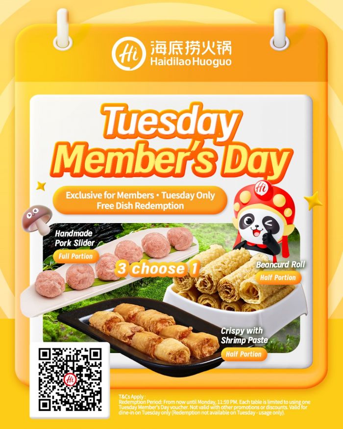 Haidilao Tuesday Member’s Day Promotion: Free Dish Redemption (3 Choose ...