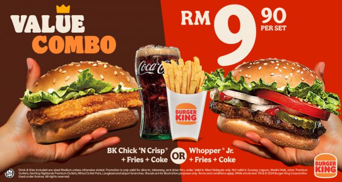 Burger King Value Combo: Chick 'N Crisp or Whopper Jr. Set RM9.90 ...