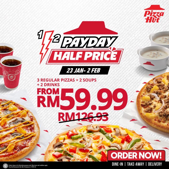 Pizza Hut Payday Promotion: Half Price Deals | 23 Jan - 2 Feb 2026